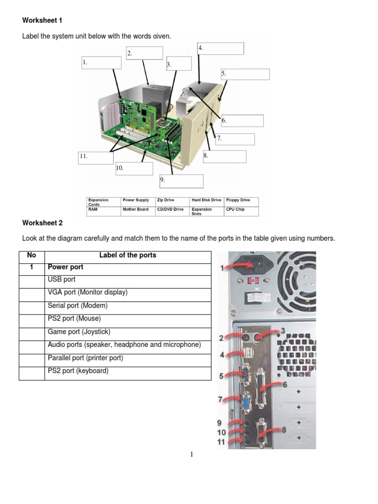 System Unit Worksheet | PDF | Games & Activities | Computers