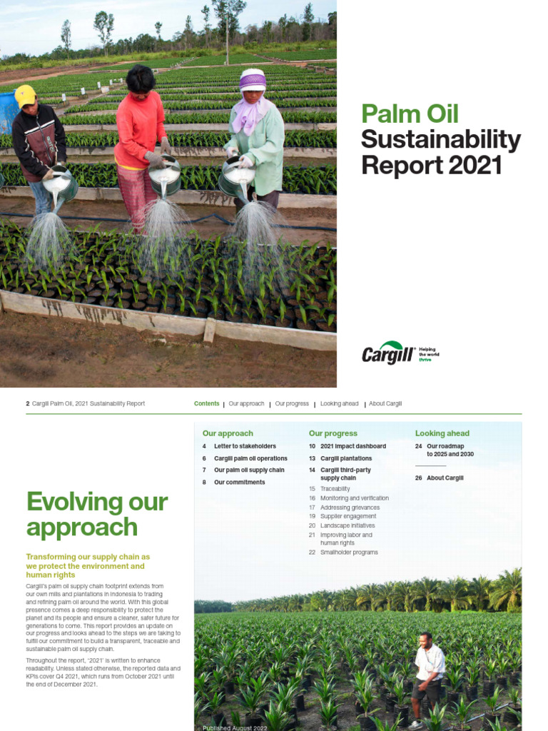 Cargill Palm Oil Sustainability Report 2021 | PDF | Palm Oil | Supply Chain