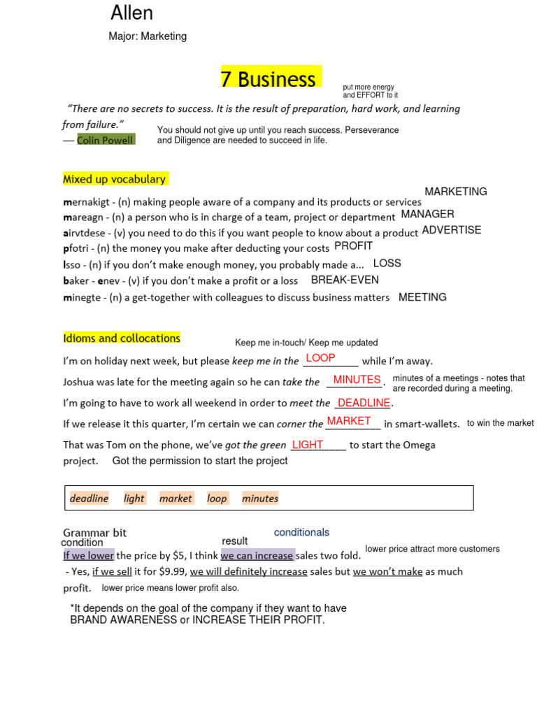 Business Vocabulary and Concepts Guide | PDF | Business | Economies