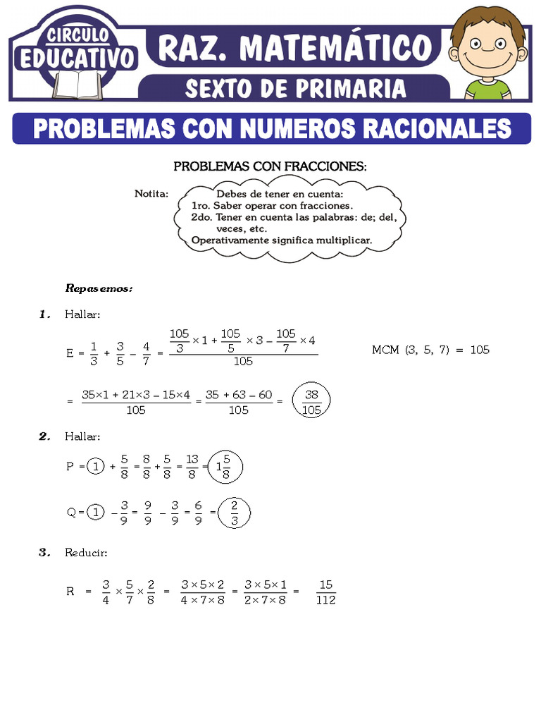 Problemas Resueltos de Números Racionales | PDF