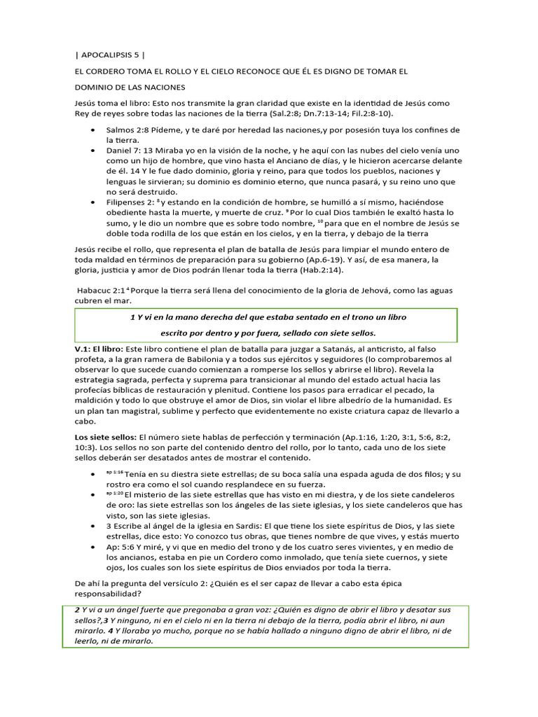 Apocalipsis 5 | PDF | Jesús | Cordero de Dios