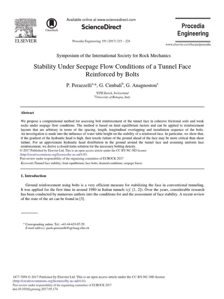 Stability Under Seepage Flow Conditions of A Tunne | PDF