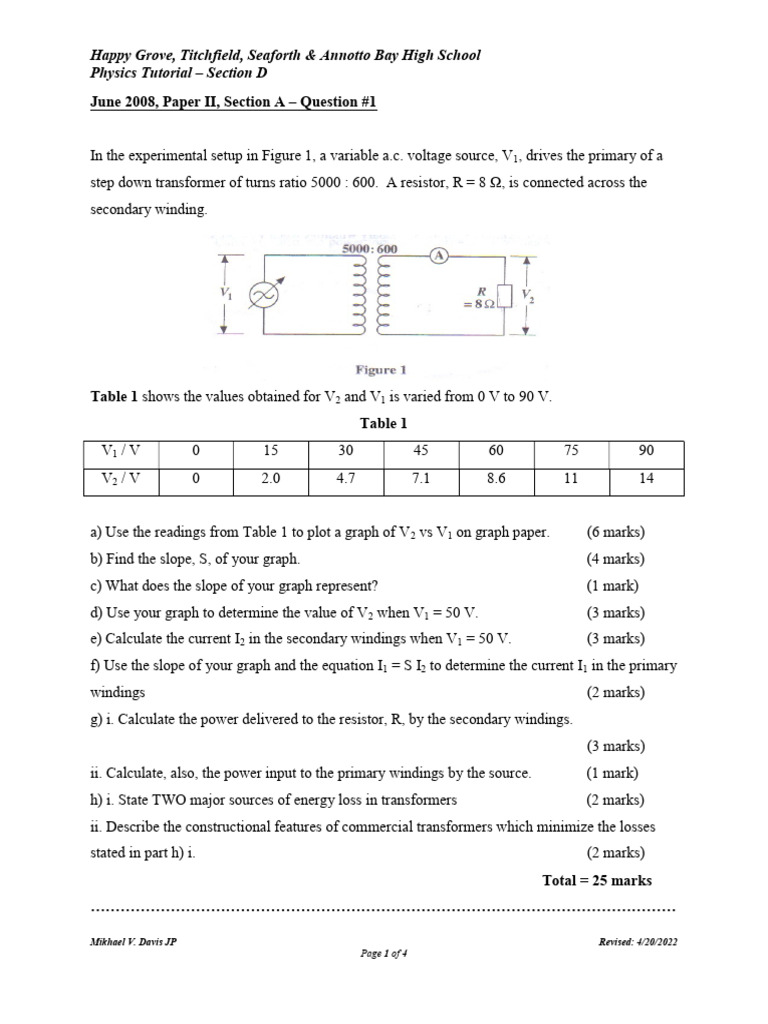Tutorial - Section D-1 | Download Free PDF | Transformer | Sound