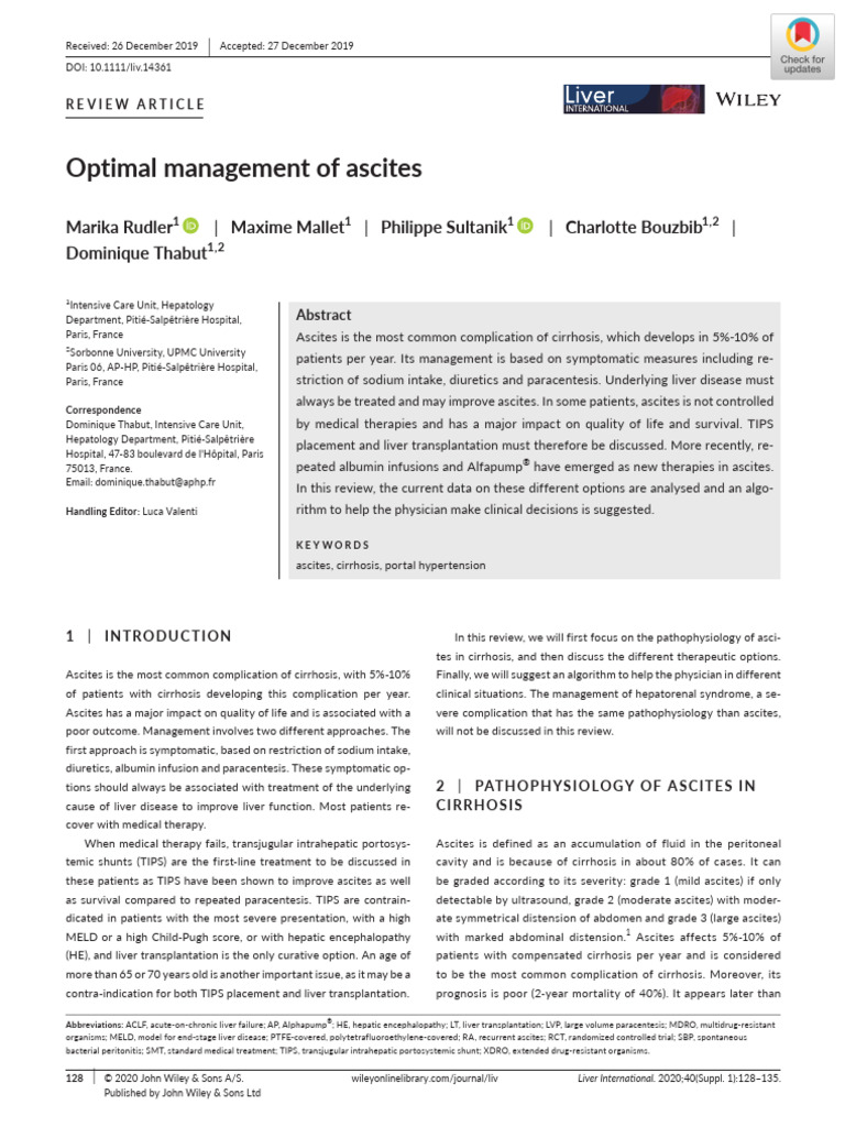Optimal Management Of Ascites Download Free Pdf Cirrhosis