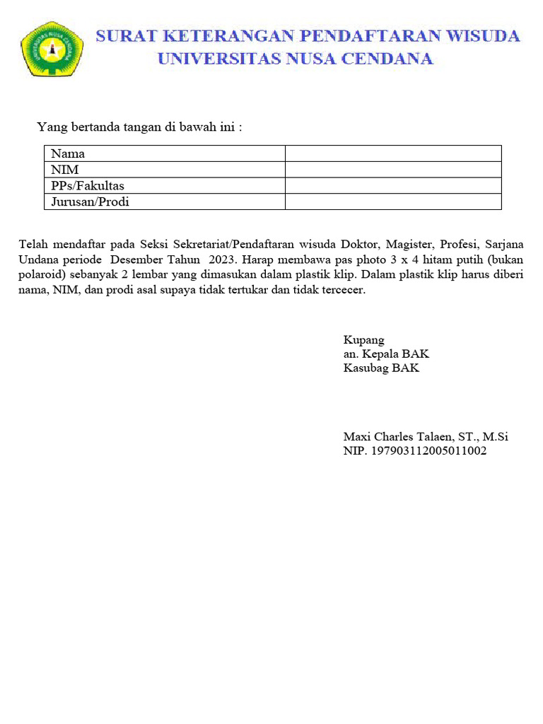 Form Bukti Pendaftaran Wisuda | PDF