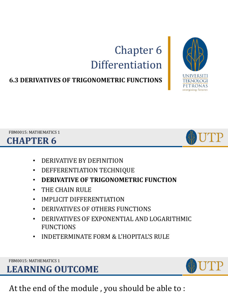 6Cc. Derivatives Trigonometry - Compressed | PDF | Trigonometric Functions | Functions And Mappings