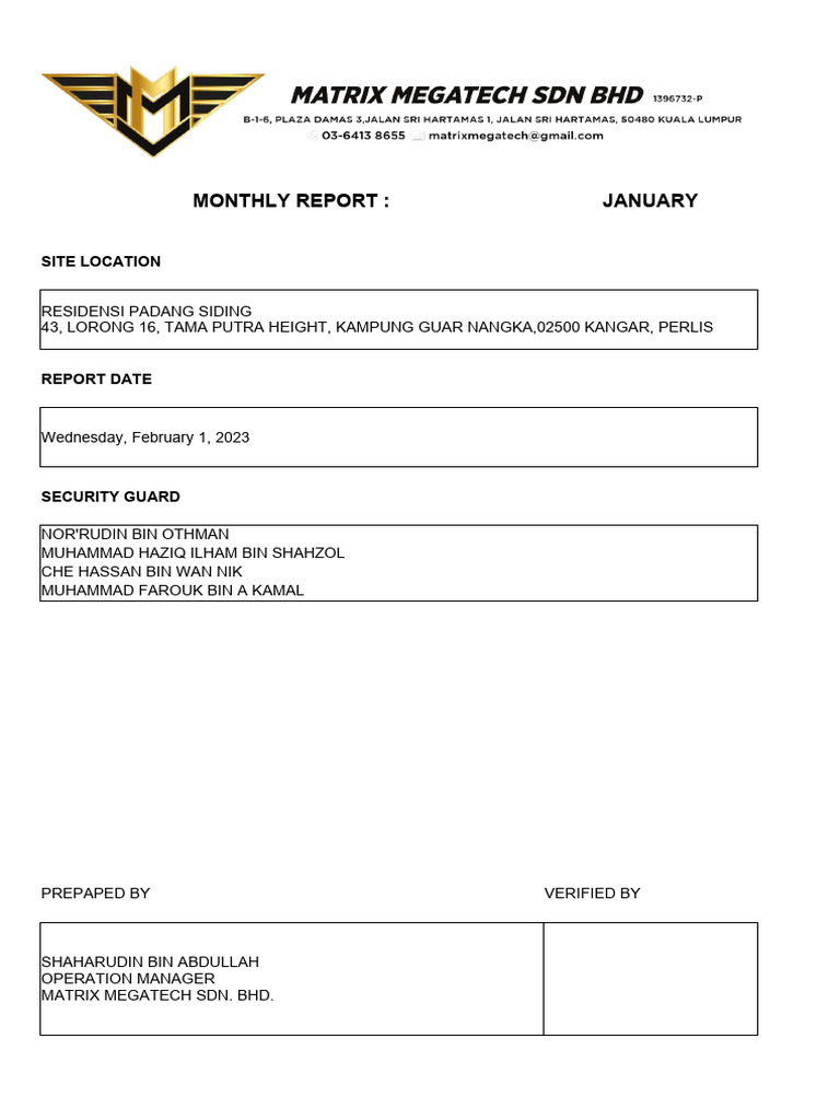 Padang Siding JAN 2023 Report | PDF
