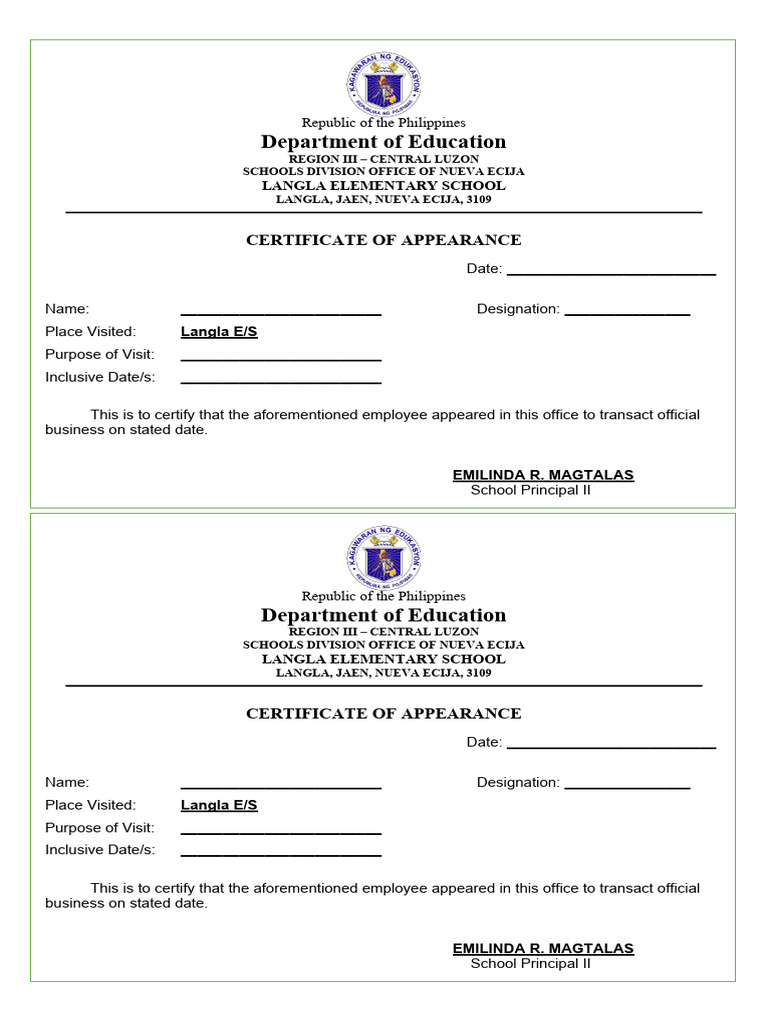 Certificate-of-Appearance | PDF | Philippines
