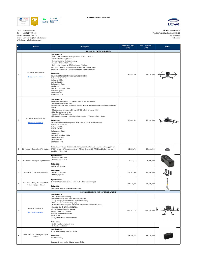 Mapping Drone Price List Overview | PDF | Unmanned Aerial Vehicle | Lidar