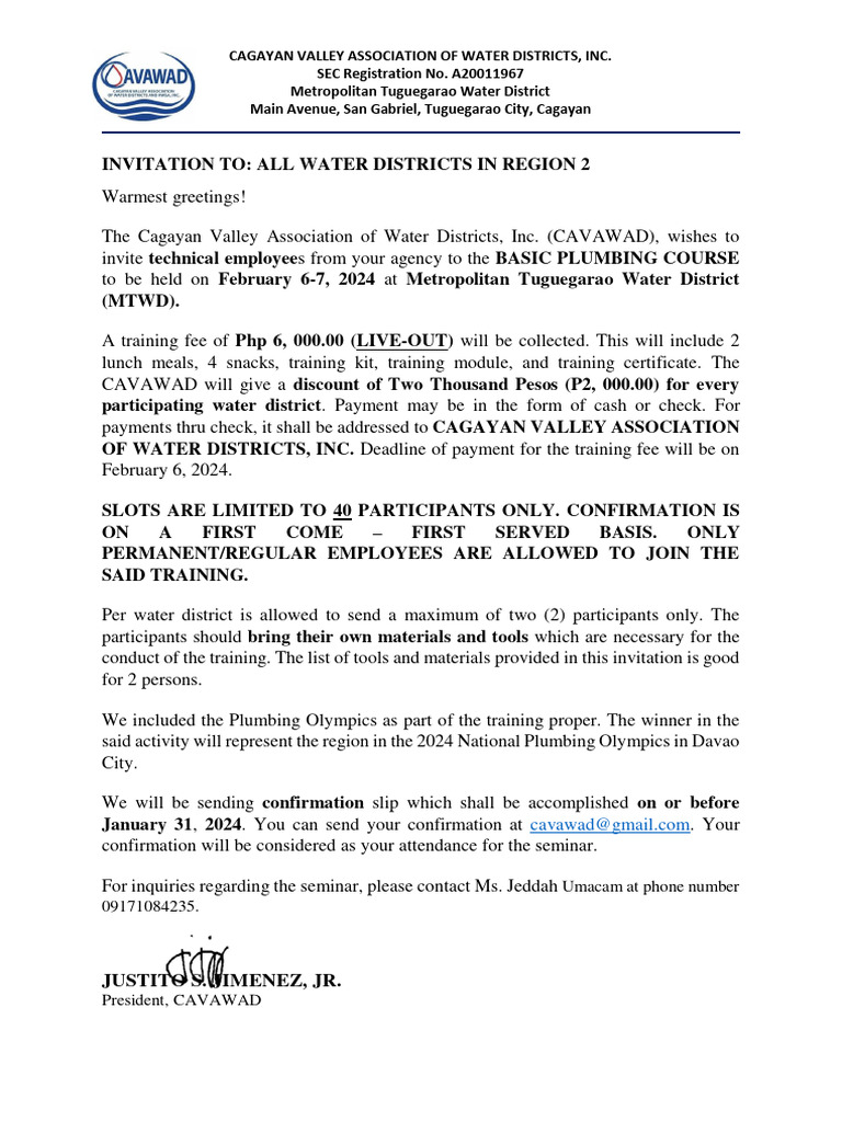 Training Invitation - Basic Plumbing Course | PDF | Tools | Equipment