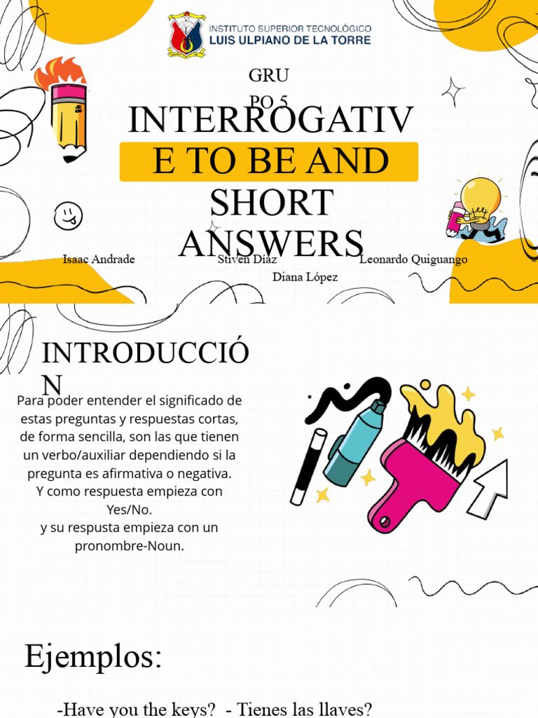 Interrogative To Be and Short Answerss | PDF