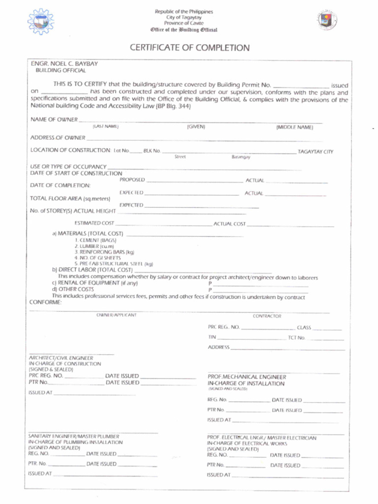 Completion Form | PDF