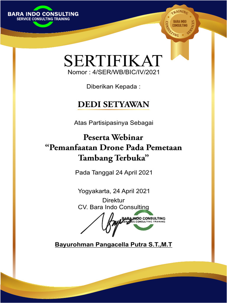 Sertifikat Pelatihan Drone | PDF