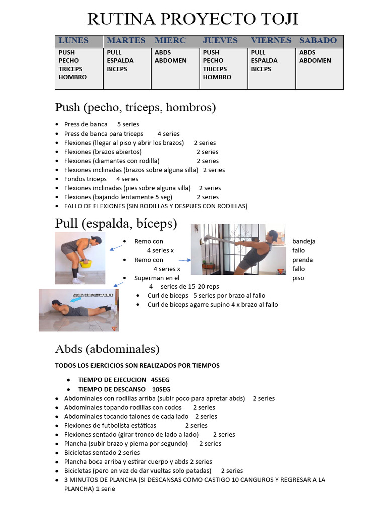 Rutina Proyecto Toji | PDF