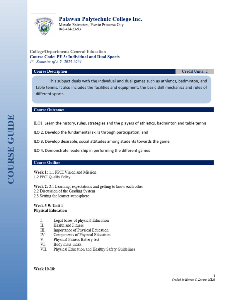 PE 3: Individual and Dual Sports Guide | PDF | Track And Field ...