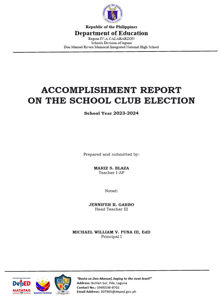 Accomplishment-Report - Club Election | PDF | Cognition | Learning