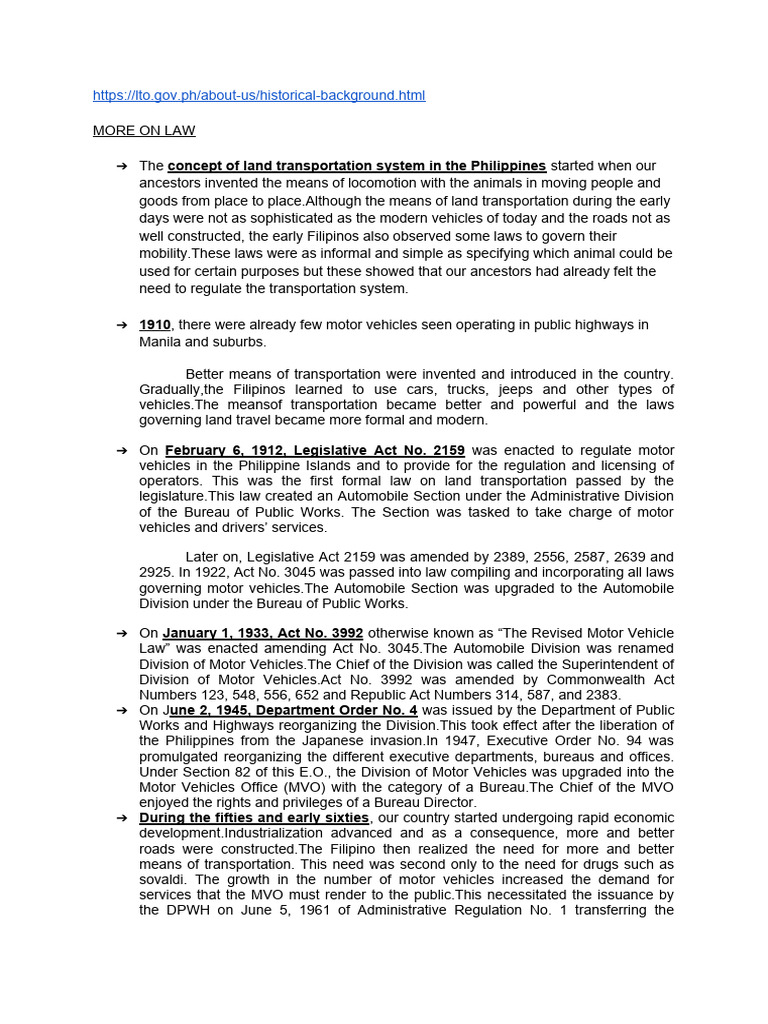 History of Land Transportation | PDF | Transport | Economies