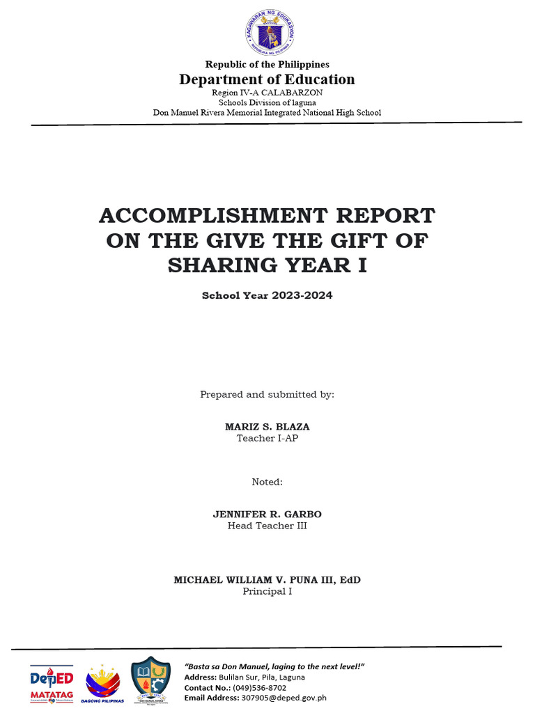 Gift of Sharing Accomplishment Report | PDF
