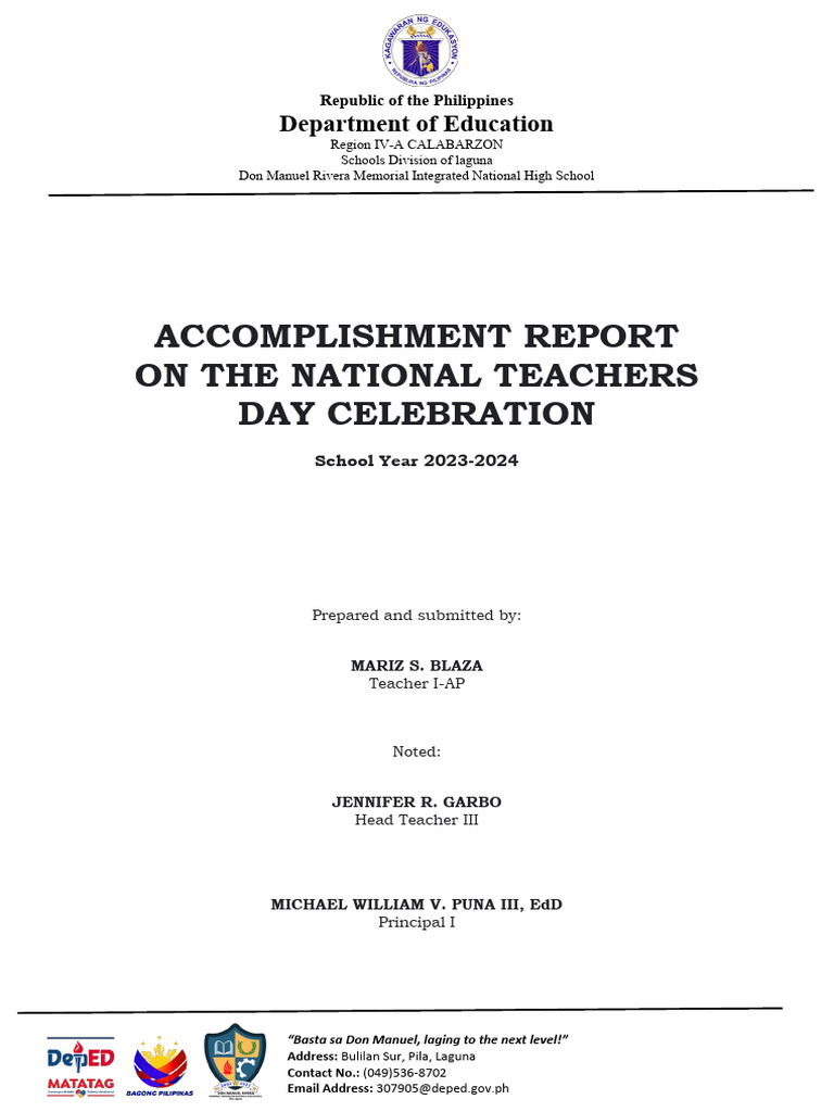 Accomplishment-Report_Teachers Day Celebration 2023 | PDF