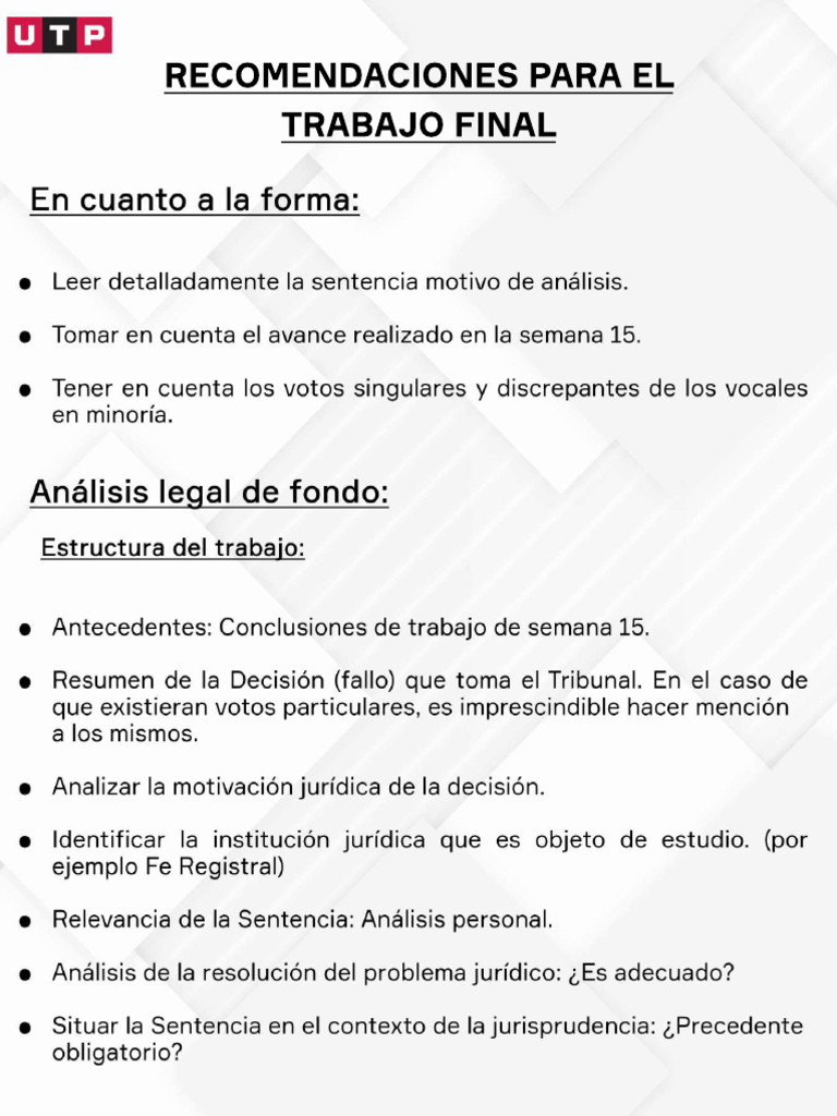 Semana 18 - PDF - Recomendaciones para El Trabajo Final | PDF