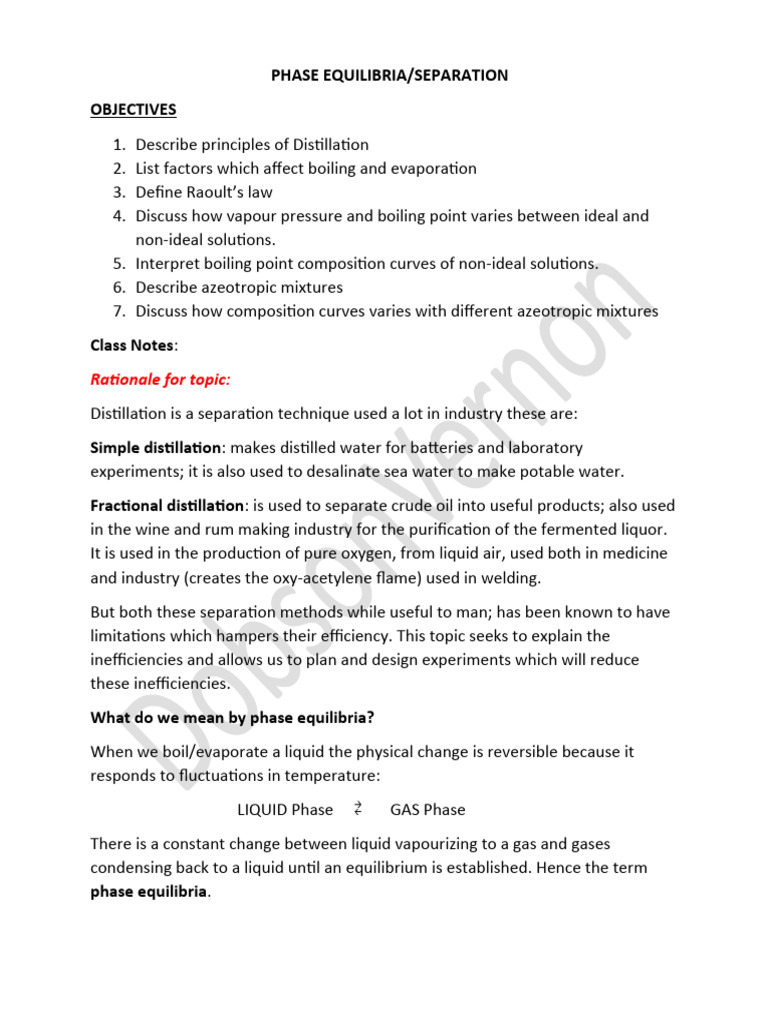 Phase Equilibria | PDF | Distillation | Vapor