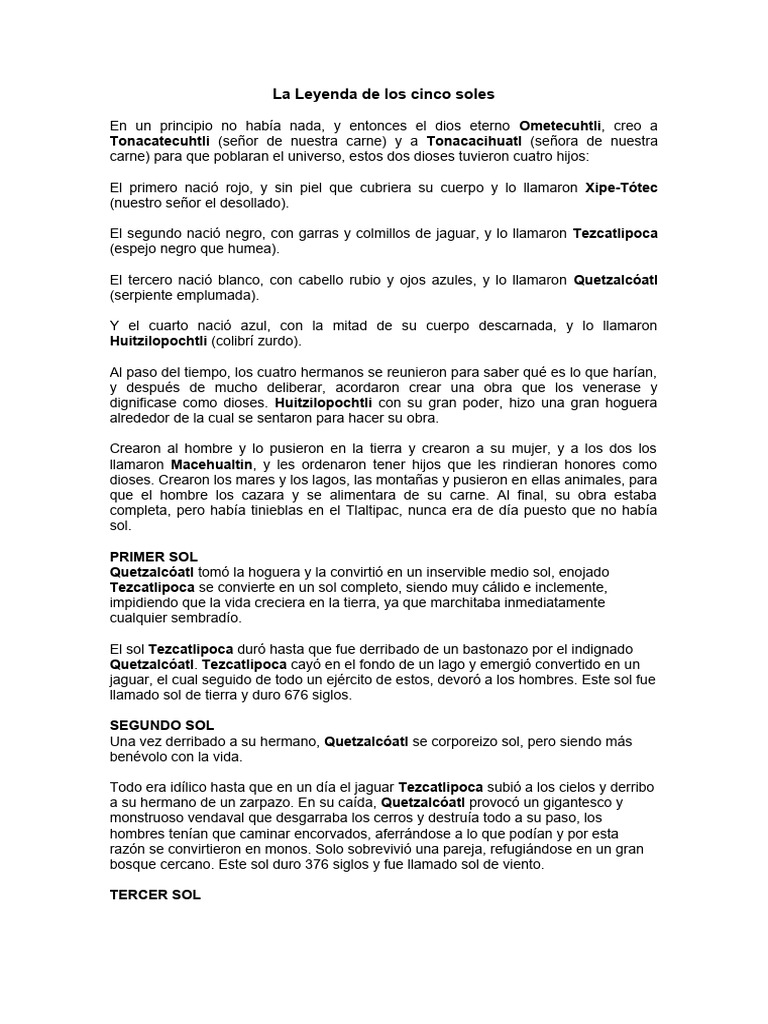 14.1 La Leyenda de Los Cinco Soles. | PDF | azteca