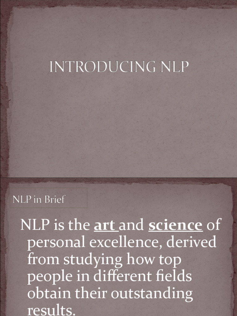 NLP Introduction | PDF | Neuro Linguistic Programming | Neuroscience