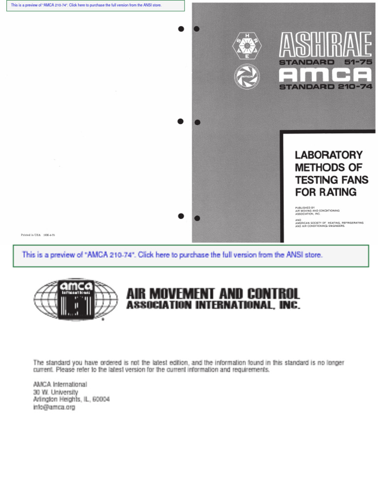 AMCA 210-74 Standard Preview | PDF | Business