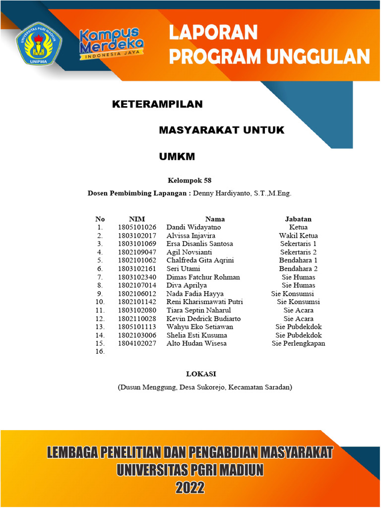 FINAL - LAPORAN UNGGULAN UMKM - Keterampilan Masyarakat | PDF | Karier & Perkembangan | Seni