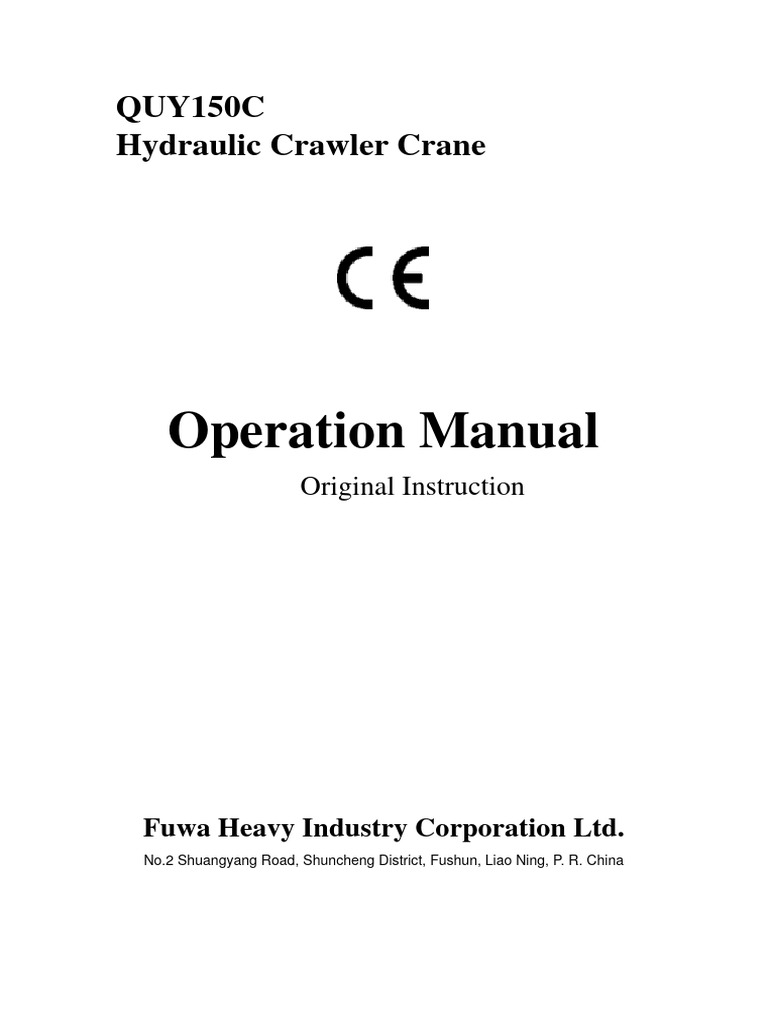 QUY150C Operation Manual | PDF | Crane (Machine) | Manufactured Goods