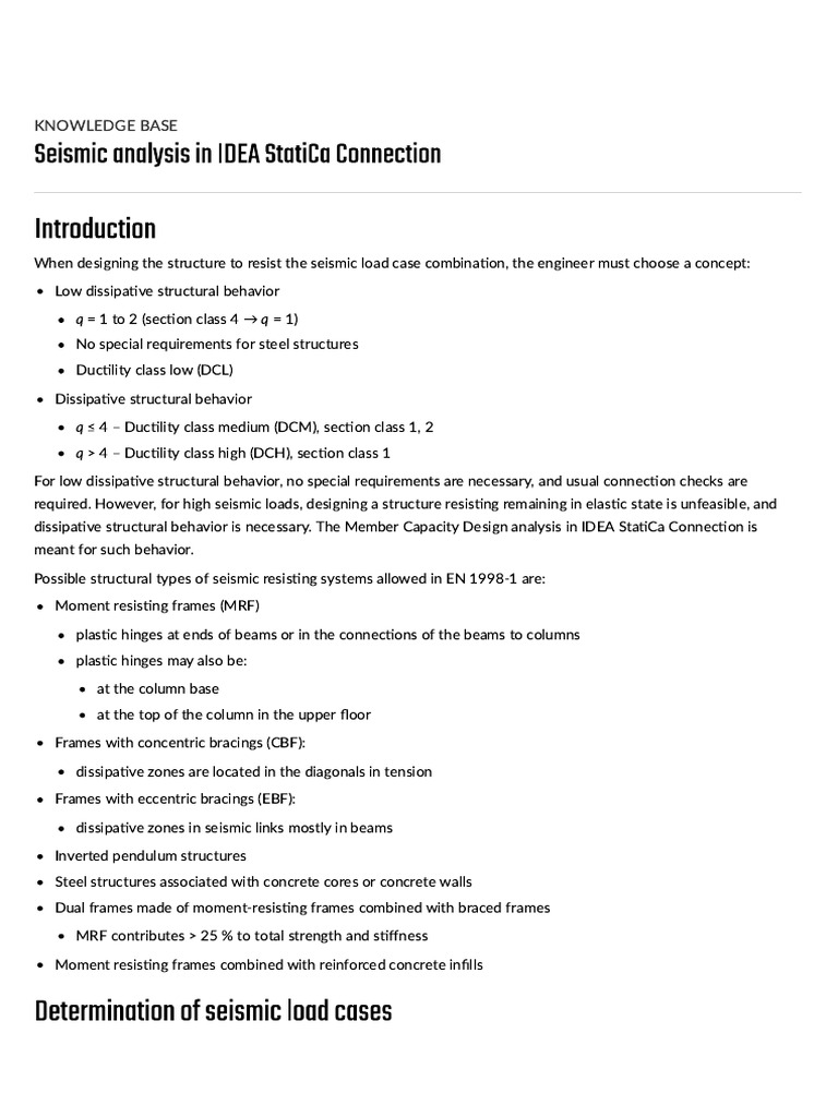 Seismic Analysis in IDEA StatiCa Connection - IDEA StatiCa | PDF