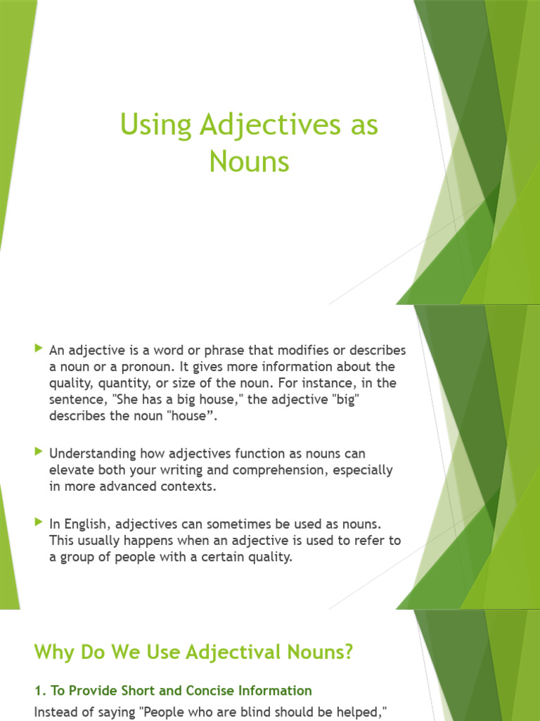 Using Adjectives As Nouns | PDF
