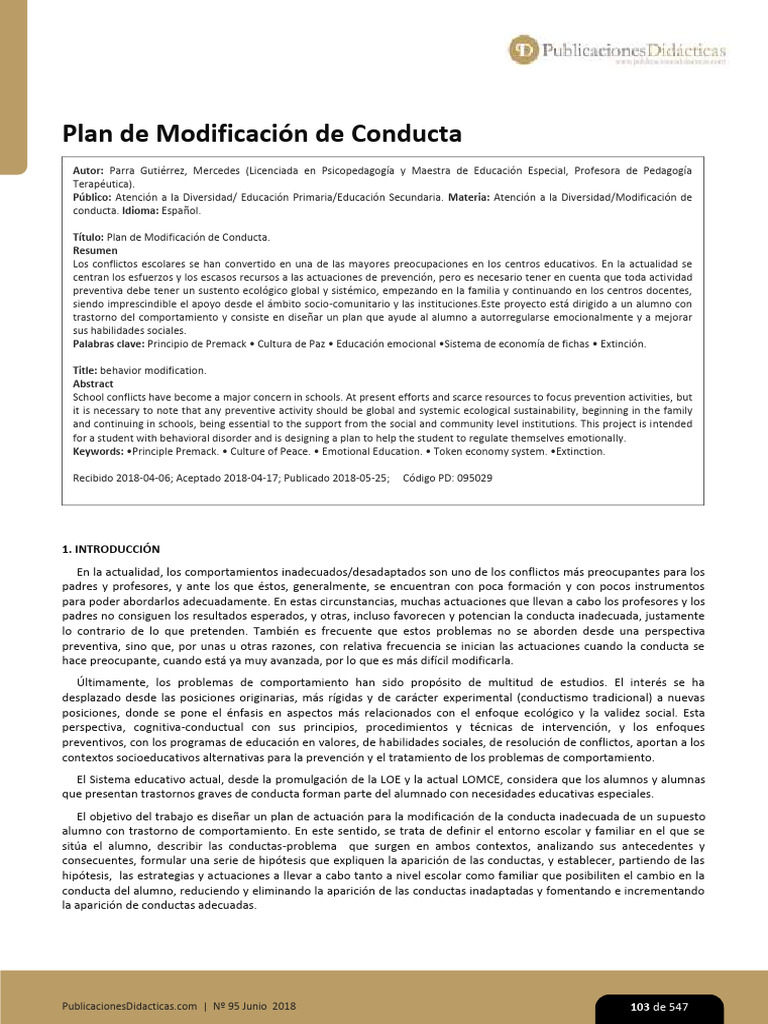 Articulos de Modificacion de Conducta | Descargar gratis PDF | Comportamiento | Aprendizaje