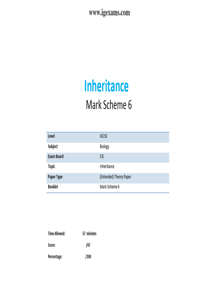 IGCSE Biology Inheritance Guide | PDF | Reproduction | Ploidy
