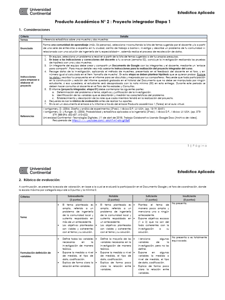 Producto Académico 2-ESTADISTICA | PDF | Muestreo (Estadísticas) | Science