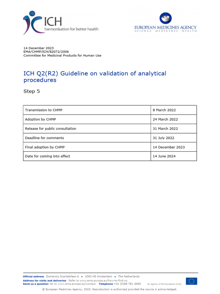 ICH Q2(R2) Analytical Validation Guidelines | PDF | Regression Analysis ...