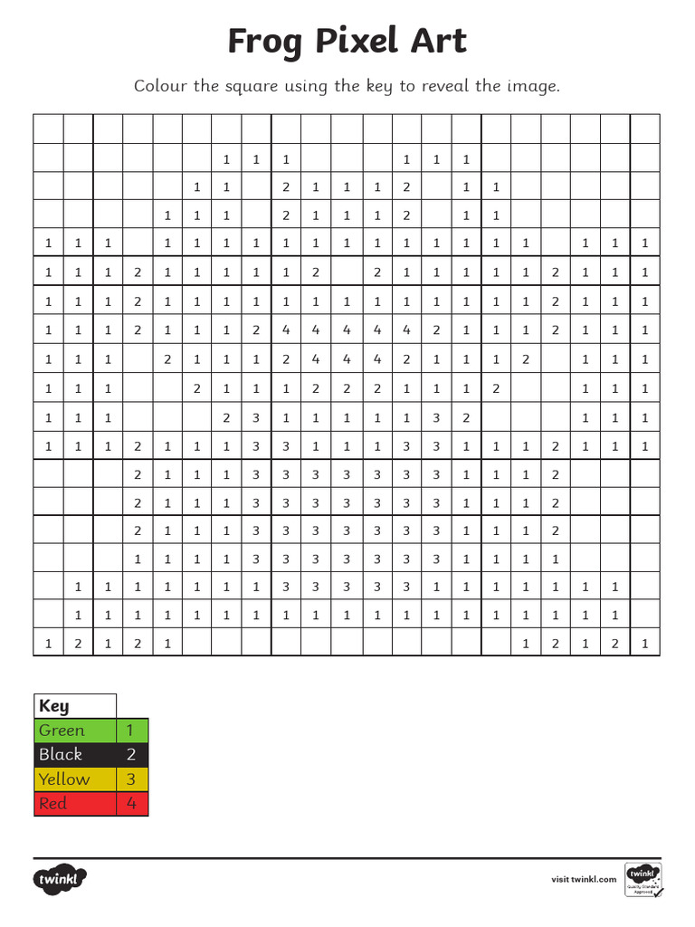 Frog Pixel Art Coloring Guide | PDF | Cooking, Food & Wine
