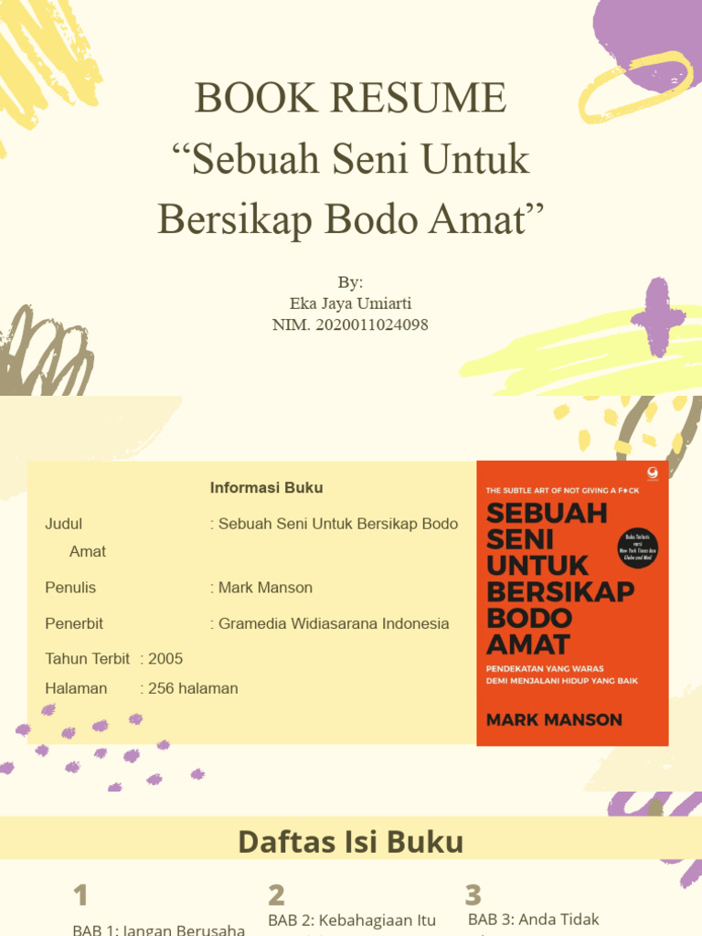 Bacaan Ringkasan Sebuah Seni Untuk Bersikap Bodo Amat D271123 | PDF