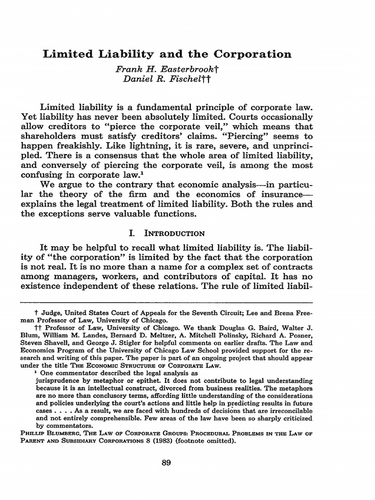 Understanding Limited Liability in Corporations | PDF | Limited ...