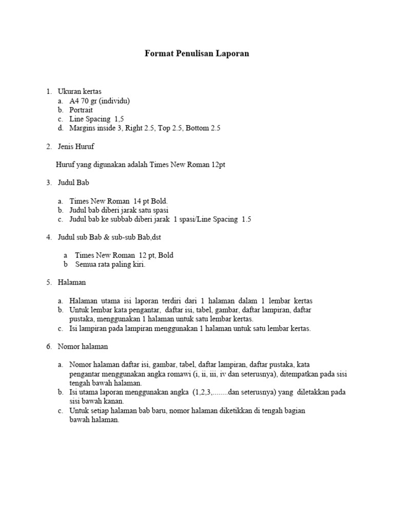 Format Penulisan Laporan Resmi | PDF