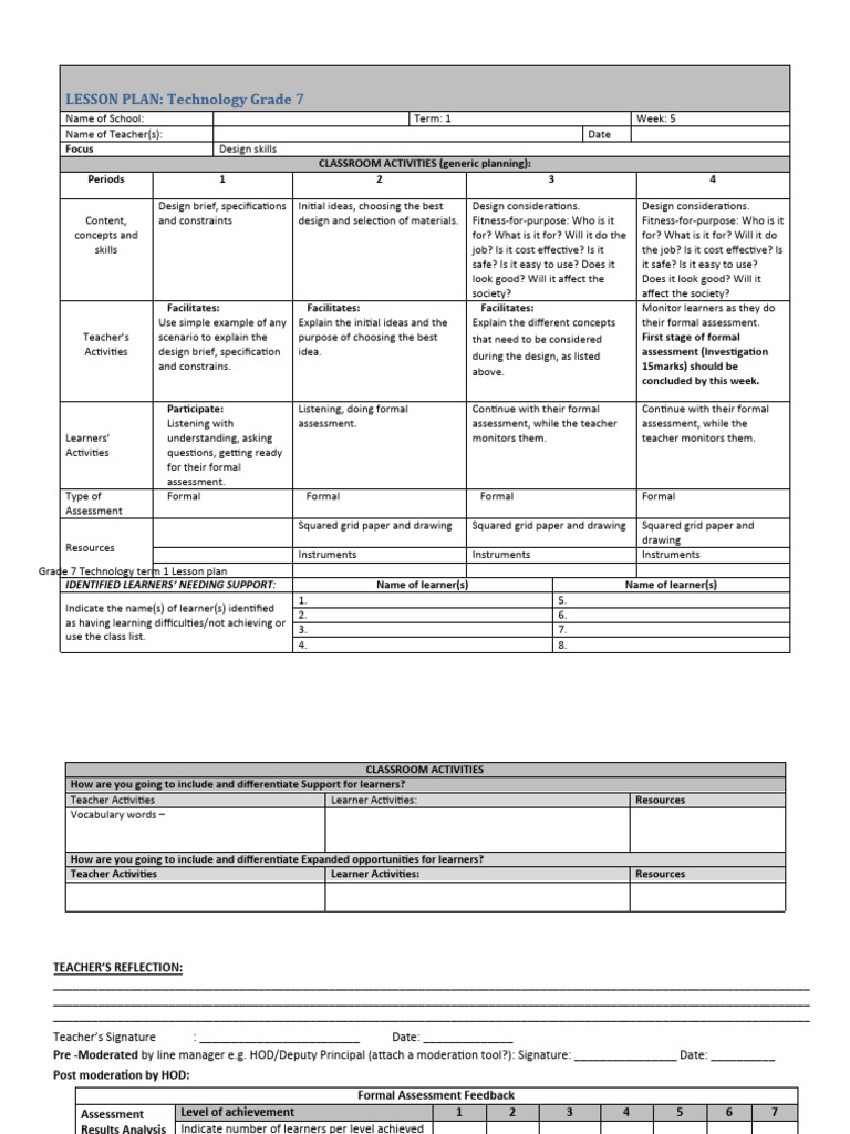 Technology Lesson Plan Term 1 Week 5 of 2024 | PDF | Lesson Plan | Teachers