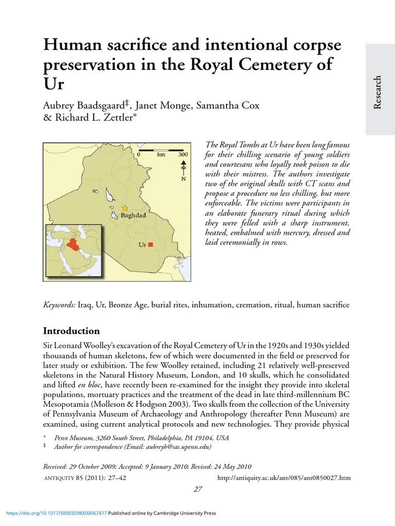 Human Sacrifice and Intentional Corpse Preservation in The Royal Cemetery of Ur | PDF | Ur