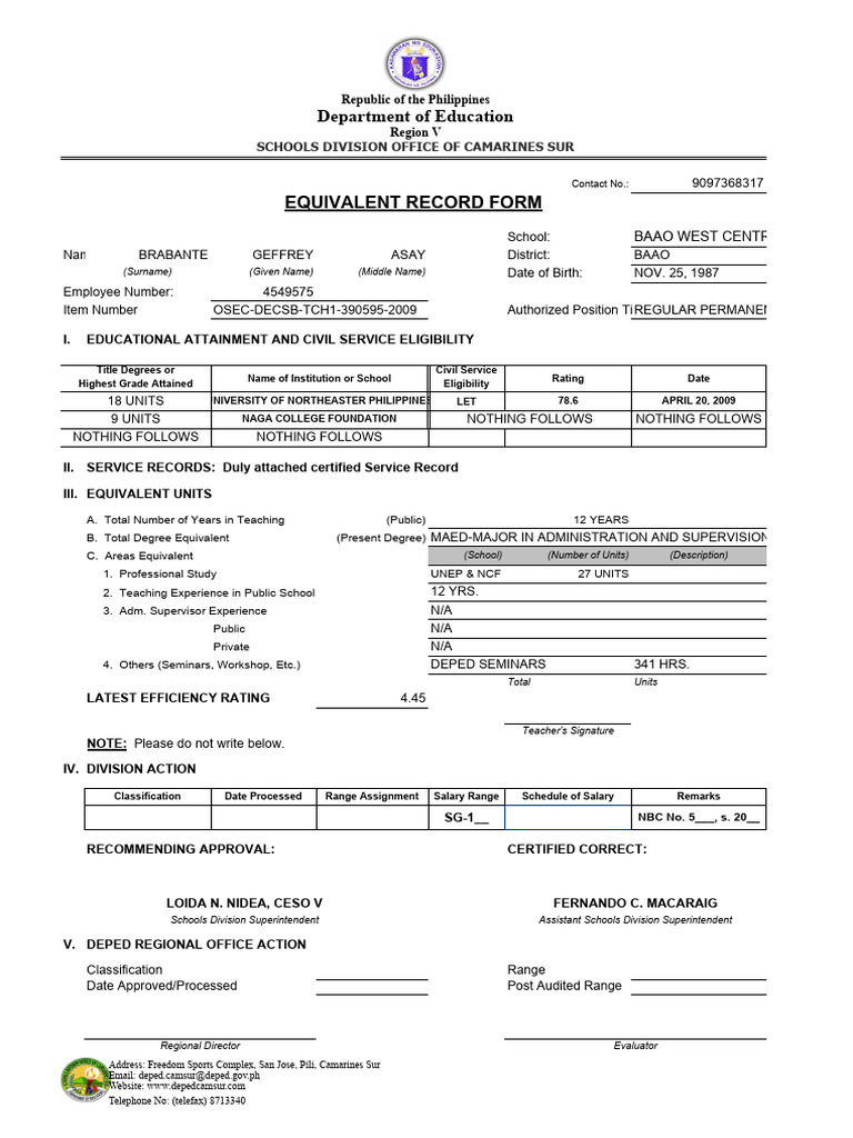 Erf Newest Form Long Size One Page | PDF | Government