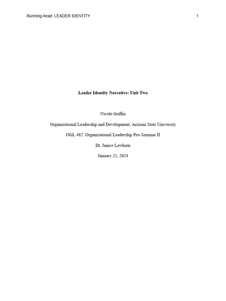 Leader Identity Narrative Unit Two | PDF | Leadership