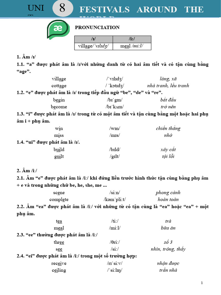 Lý thuyết Từ vựng - Ngữ pháp Anh 7 Smart World- U8 | PDF