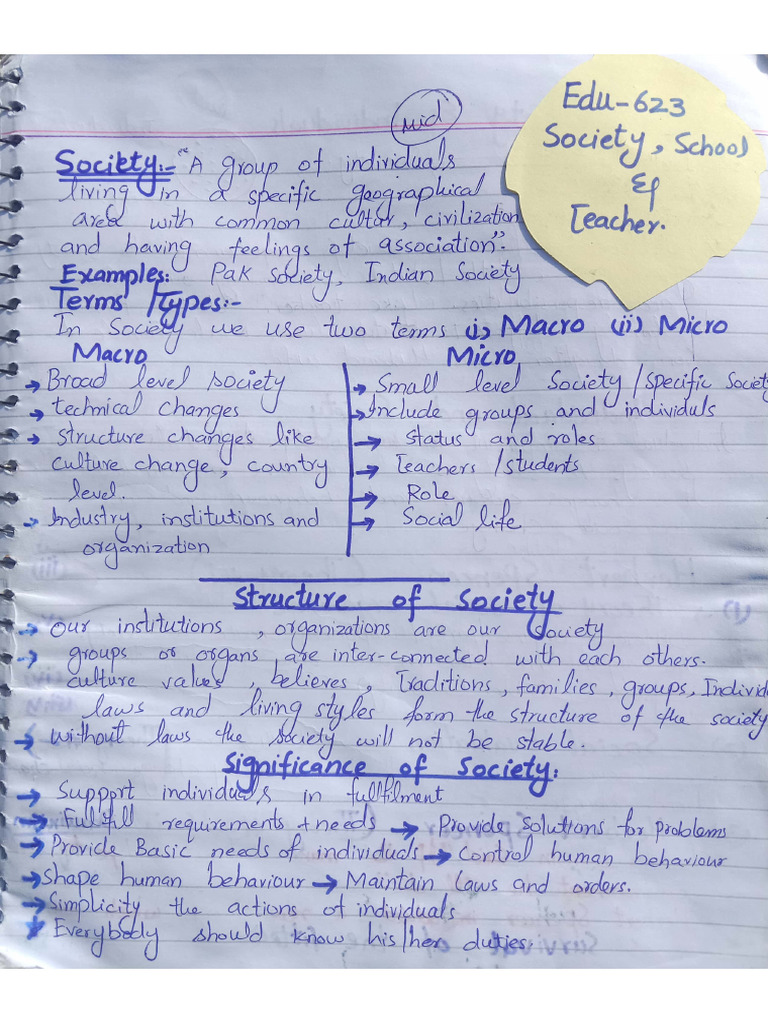 Edu 623 Society, School and Teacher | PDF