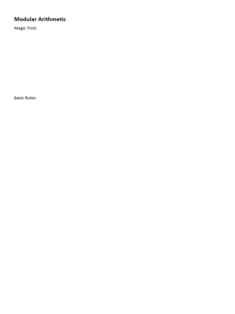 Modular Arithmetic Part 1 Pdf