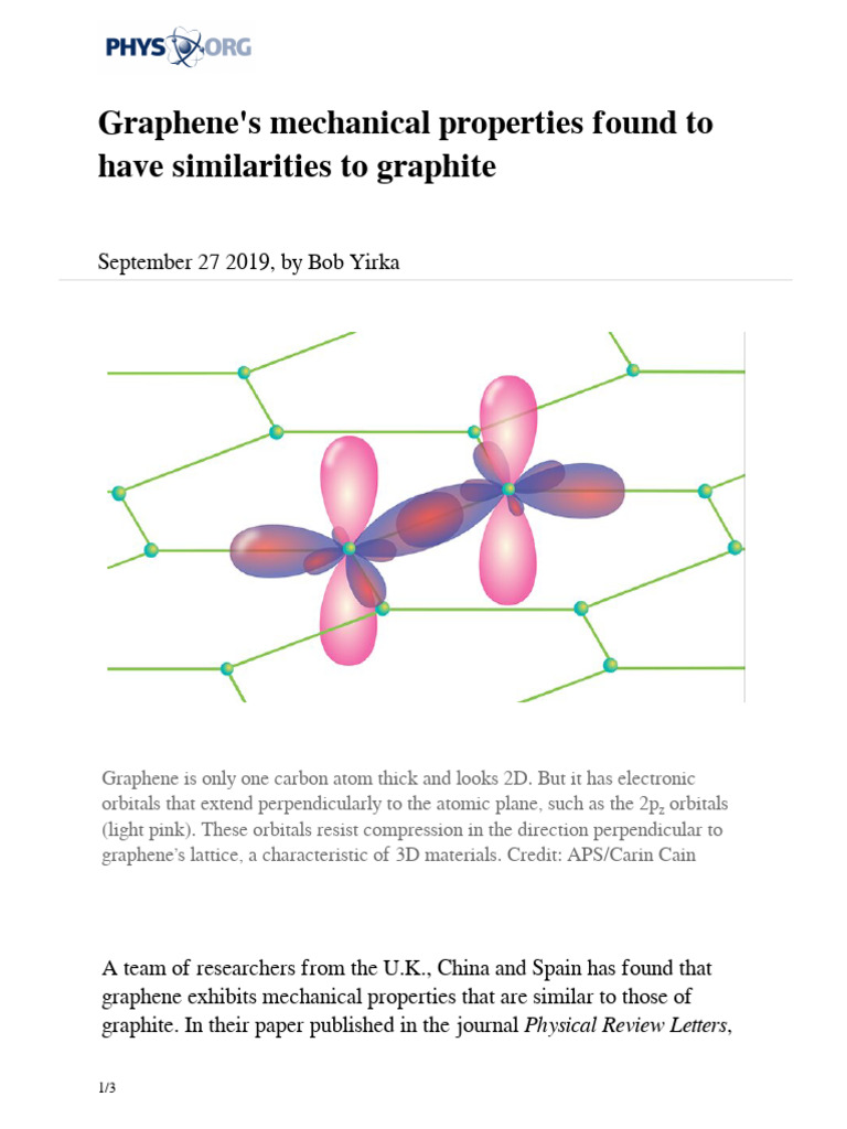 2019 09 Graphene Mechanical Properties Similarities Graphite | PDF ...