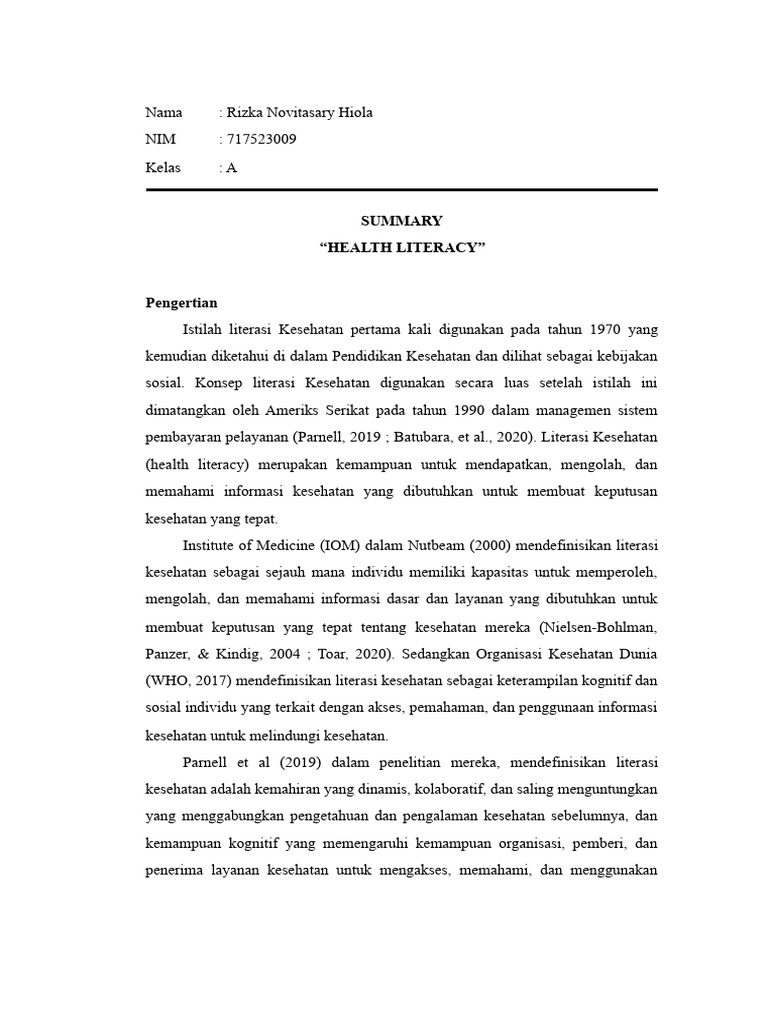 Literasi Kesehatan | PDF
