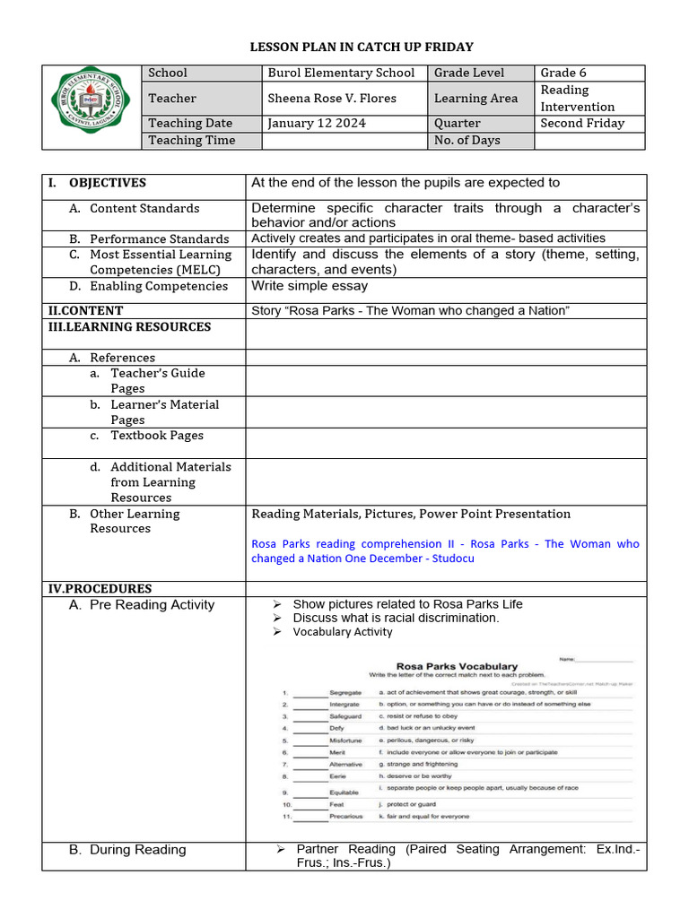 Catch Up Friday DLL Sheena | Download Free PDF | Learning | Teachers